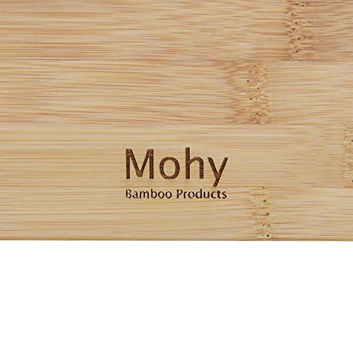 Mohy Bamboo Cutting Board Set with Juice Groove (Set of 3 with Holder) β Extra Large Thick Chopping Board Set for Meat, Cheese, Fruit and Vegetables