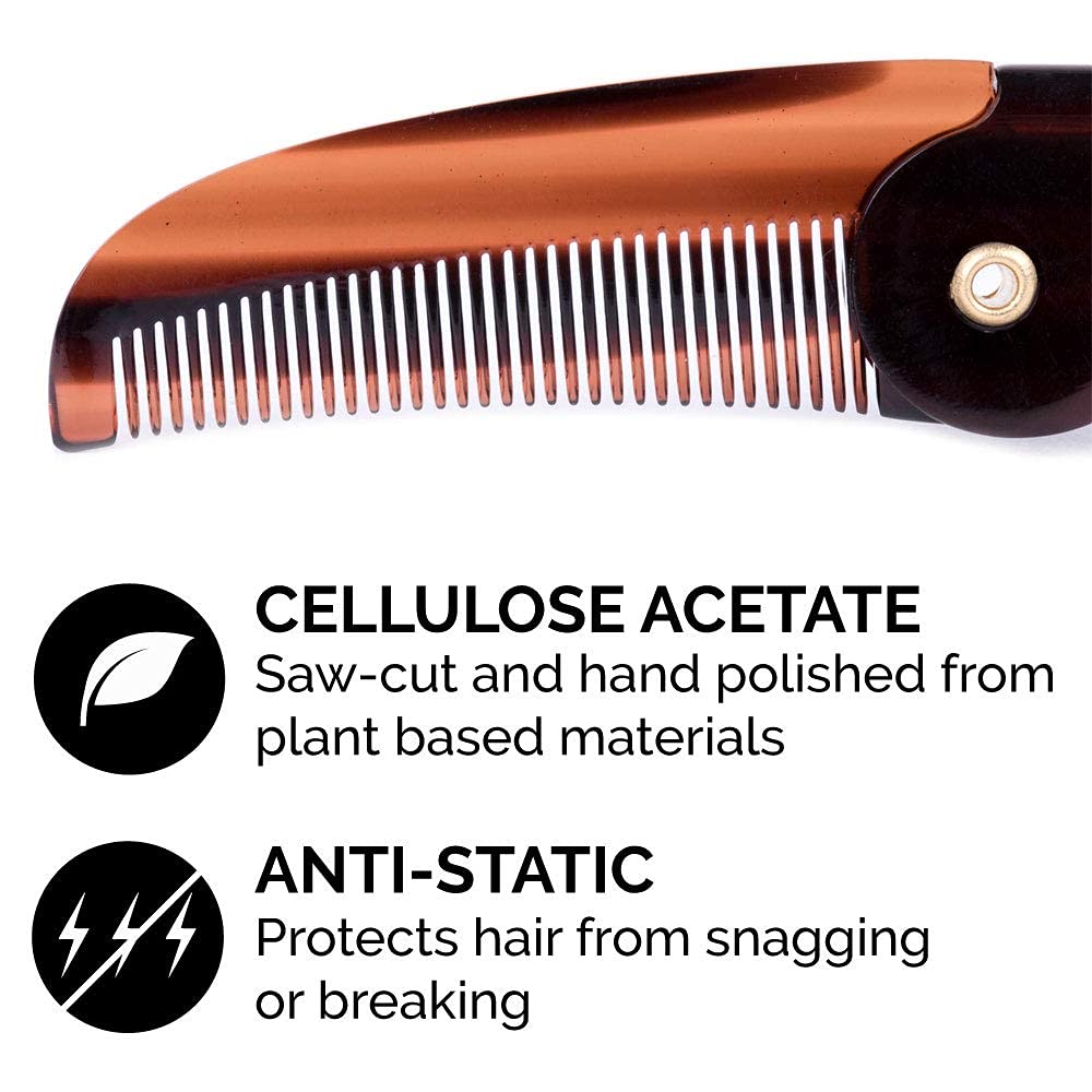 ZEUS Mustache Wax & Folding Mustache Comb Grooming Set for Men – Folding Mustache Comb & Natural Mustache Wax to Tame, Nourish Facial Hair