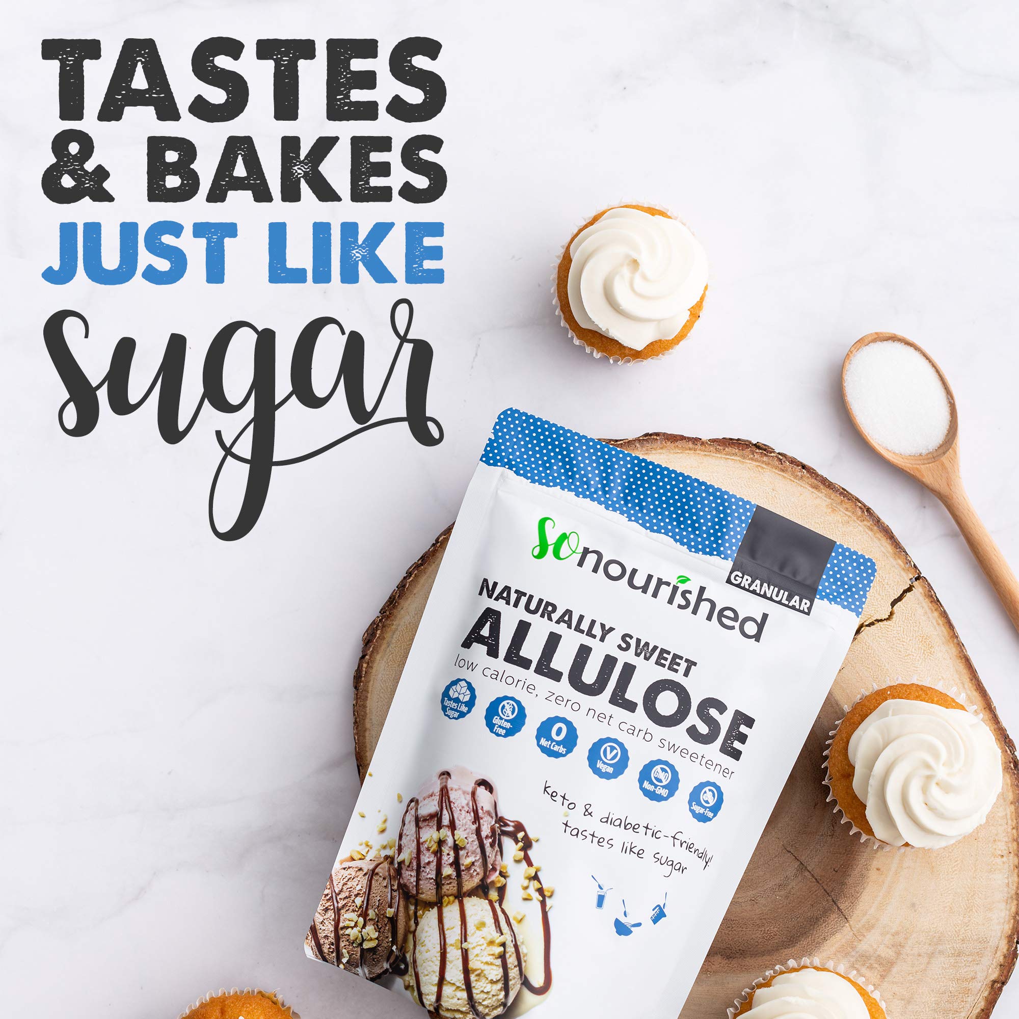 Allulose Sweetener Granular - 1:1 Sugar Substitute, Keto - 0 Calorie, 0 Net Carb, Non-GMO (1 lb / 16 oz)