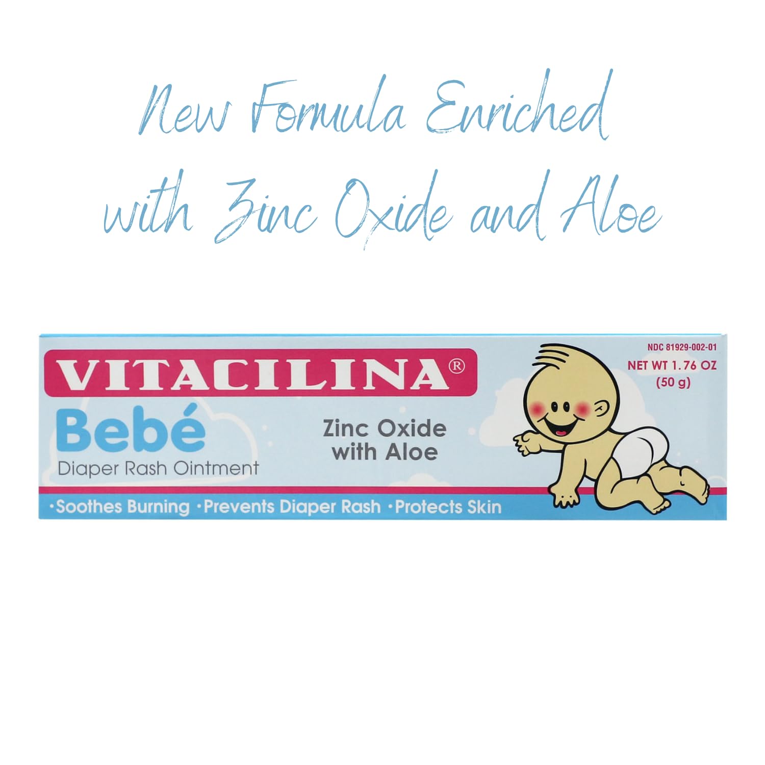 Vitacilina Bebe, Diaper Rash Ointment, Skin Protectant with Vitamins and Wetting oils, Protects Baby's Skin, 2-Pack of 1.76 Oz, 2 Boxes
