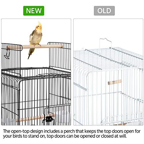 Yaheetech Open Top Rolling Parrot Bird Cage for Cockatiel Sun Parakeet Green Cheek Conure Mid-Sized Parrot Cage with Detachable Stand