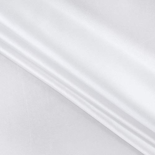 MDS Pack of 5 Yard Charmeuse Bridal Solid Satin Fabric for Wedding Dress Fashion Crafts Costumes Decorations Silky Satin 44β- White
