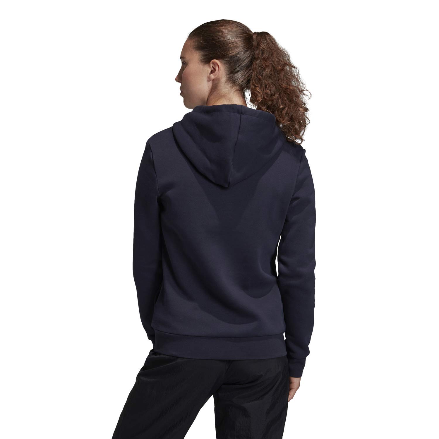 adidas womens Essentials Linear Pullover Hoodie Ink/Signal Pink Small