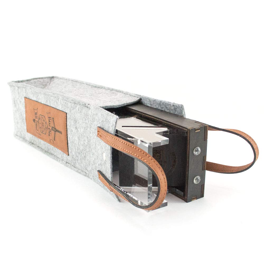 Dice Tower Travel Bag Grey Felt and Chestnut ~ by C4Labs