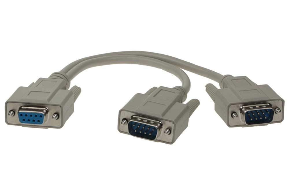 SF Cable 1ft DB9 Female to 2 Male Serial RS232 Splitter Cable