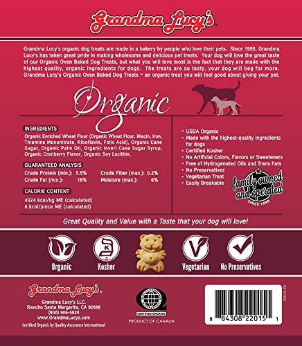 Grandma Lucy's Organic Oven Baked Dog Treats - Cranberry, 14 oz