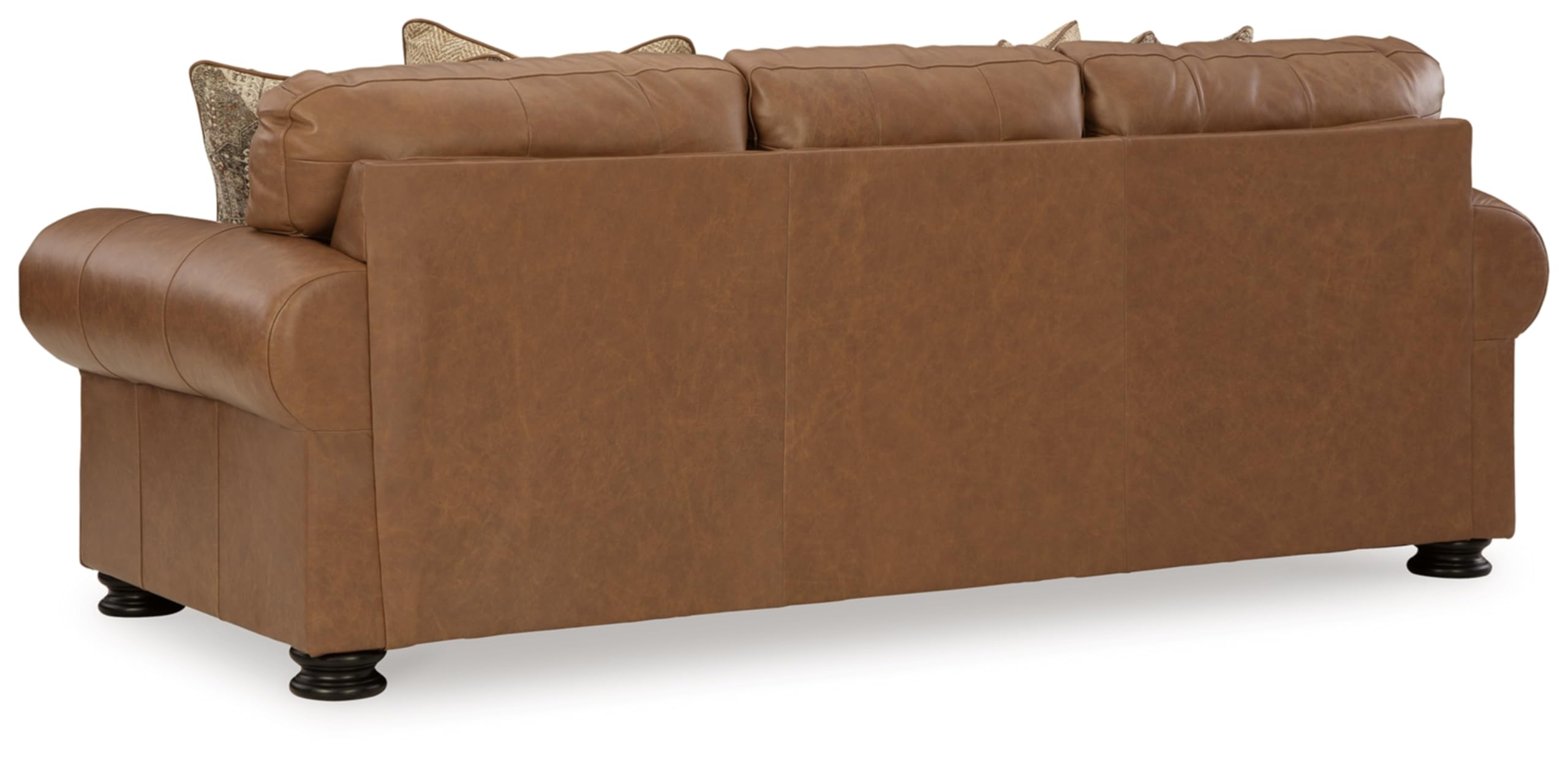 Signature Design by Ashley Carianna Classic 2-in-1 Leather Match Sofa Sleeper with Folding Gel Memory Foam Mattress and Nailhead Trim, Queen, Dark Brown