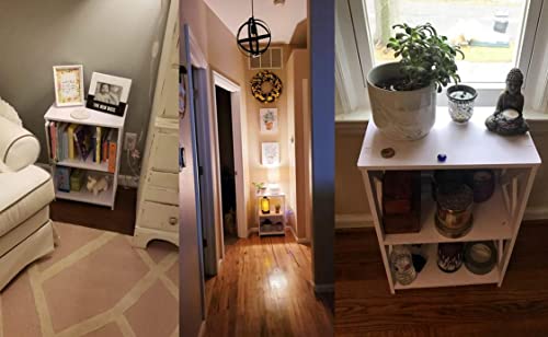 RIIPOO End Bedside Table 3 Tier, White, Bathroom Nightstand Shelf for Small Spaces, Living Room, Office, Dorms