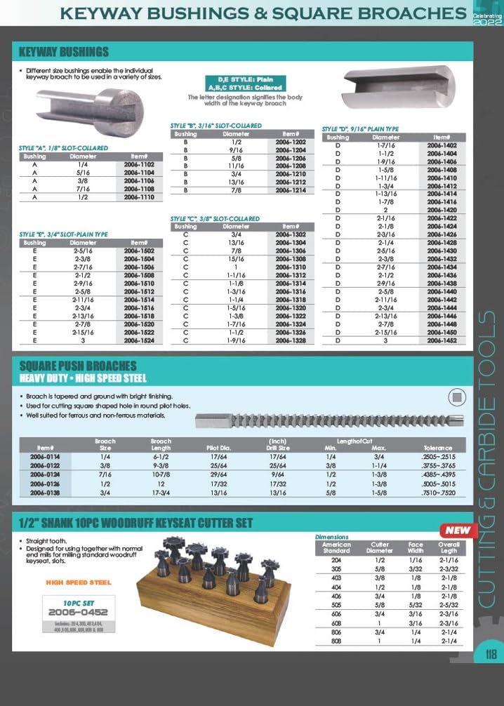HHIP 2006-1024 3/16 Inch C HSS Keyway Broach with 1 Shim