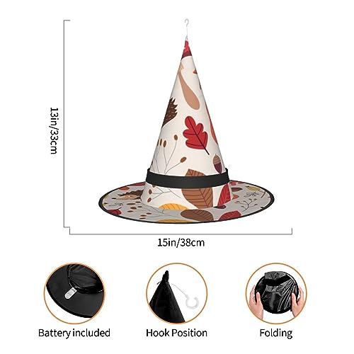 EVANEM Nature Hedgehog 2 Pcs Halloween Witch Hats With Led Lights Halloween Decorations Hat For Women Glowing Witch Hat