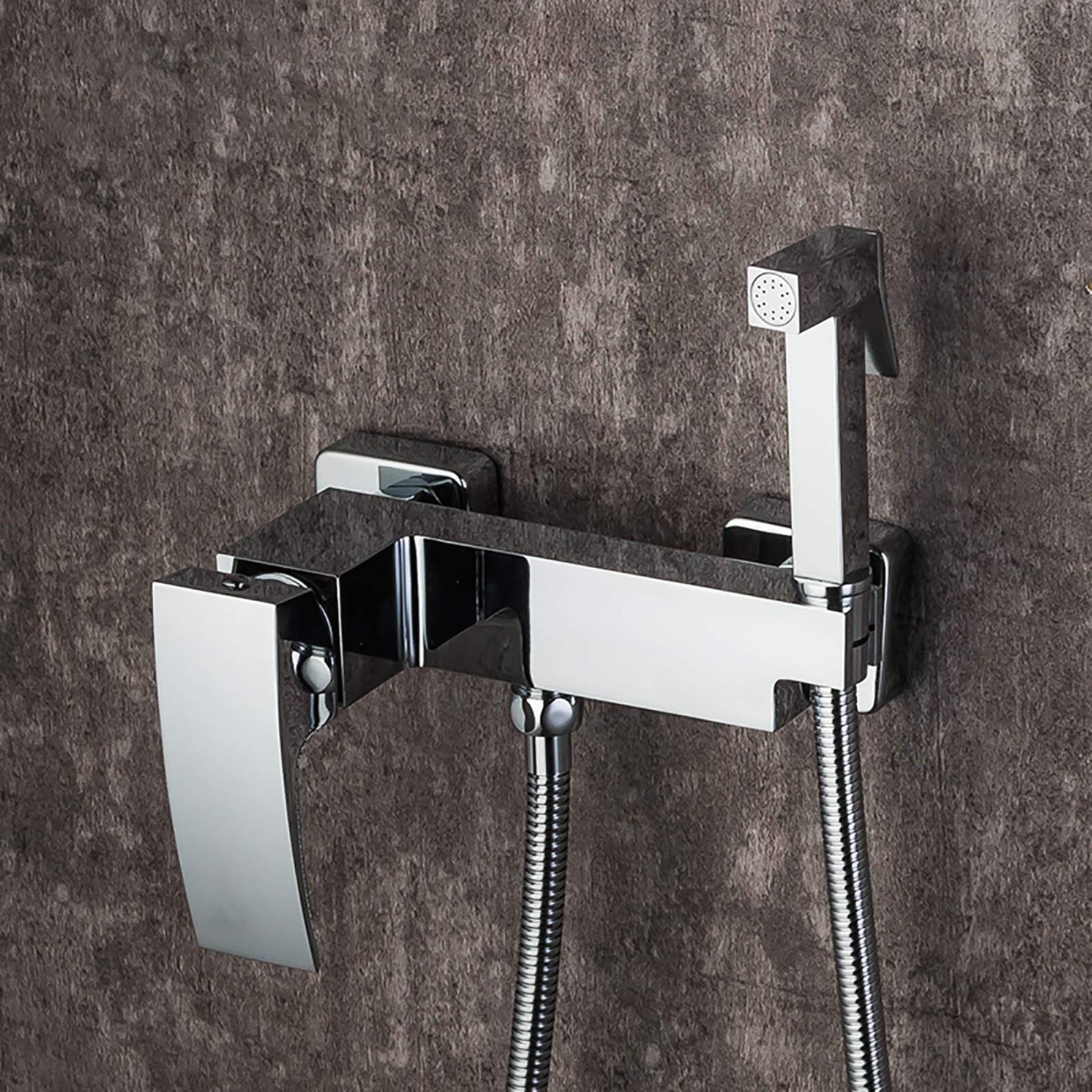 Chrome Handheld Bidet Sprayer for Toilet, Brass Hot and Cold Water Bathroom Cloth Diaper Sprayer Set Wall Mounted Toilet Bidet Sprayer Kit for Personal Hygiene