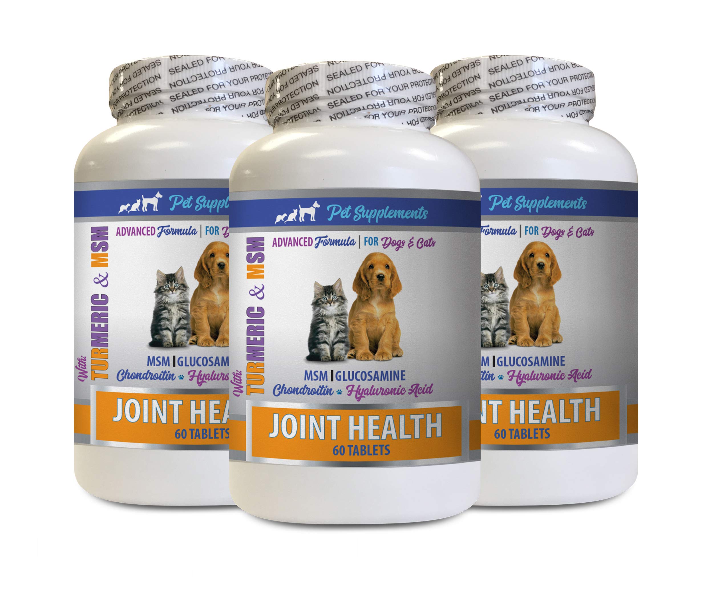 cat Hip and Joint Soft Chews - PET Joint Health - Dogs and Cats - Turmeric and MSM - Increase Mobility - Decrease Inflammation - Premium - cat Joint Supplement - 3 Bottles (180 Tablets)