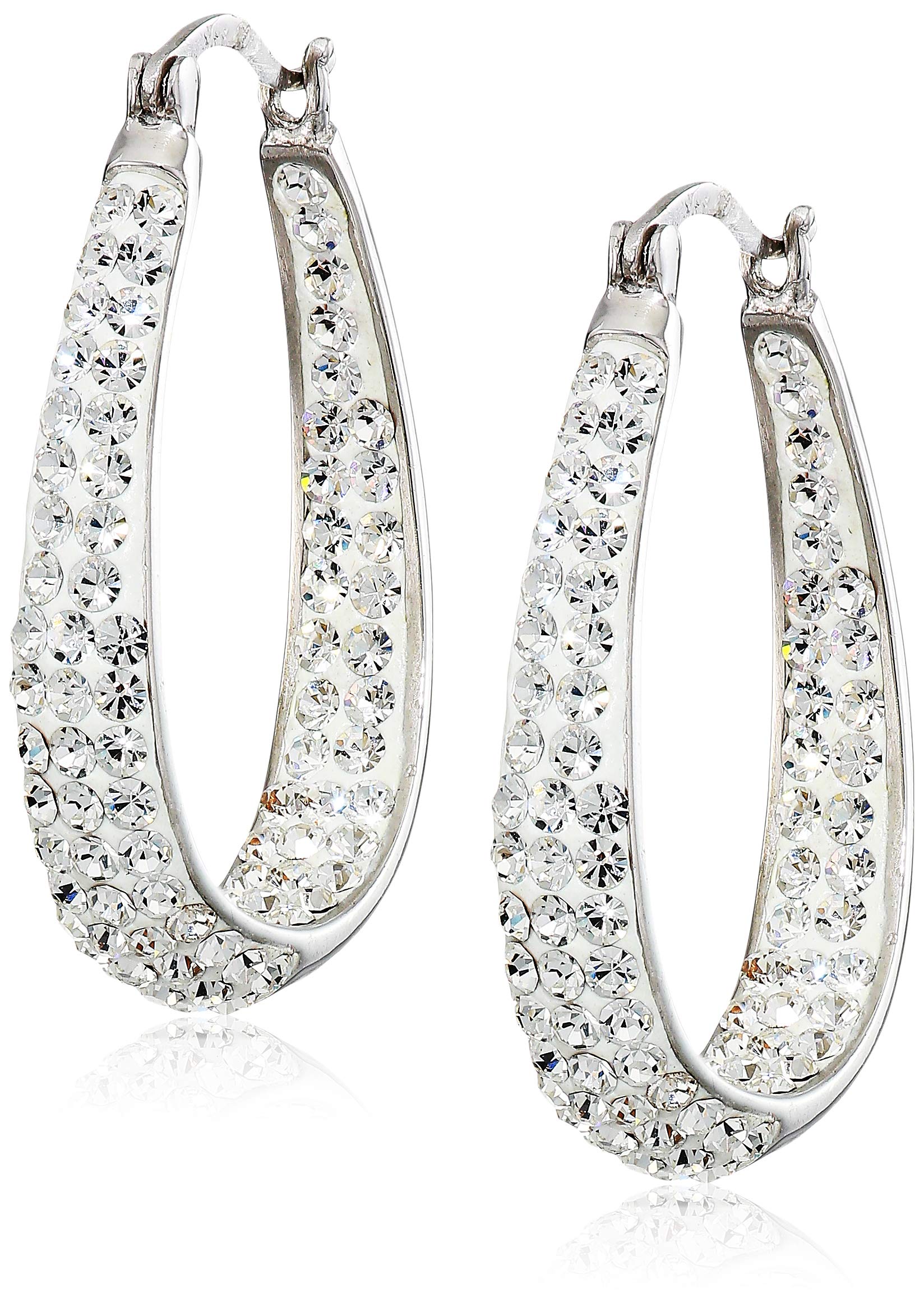 Amazon Essentials Sterling Silver Crystal Inside Out Hoop Earrings (previously Amazon Collection)