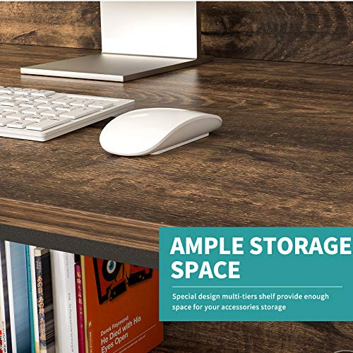 Mecor Computer Desk Study Writing Table for Home Office ,Modern Writing Study Desk with Storage Bookshelf and CPU Stand for Small Spaces, PC Laptop Table Workstation for Home Office…
