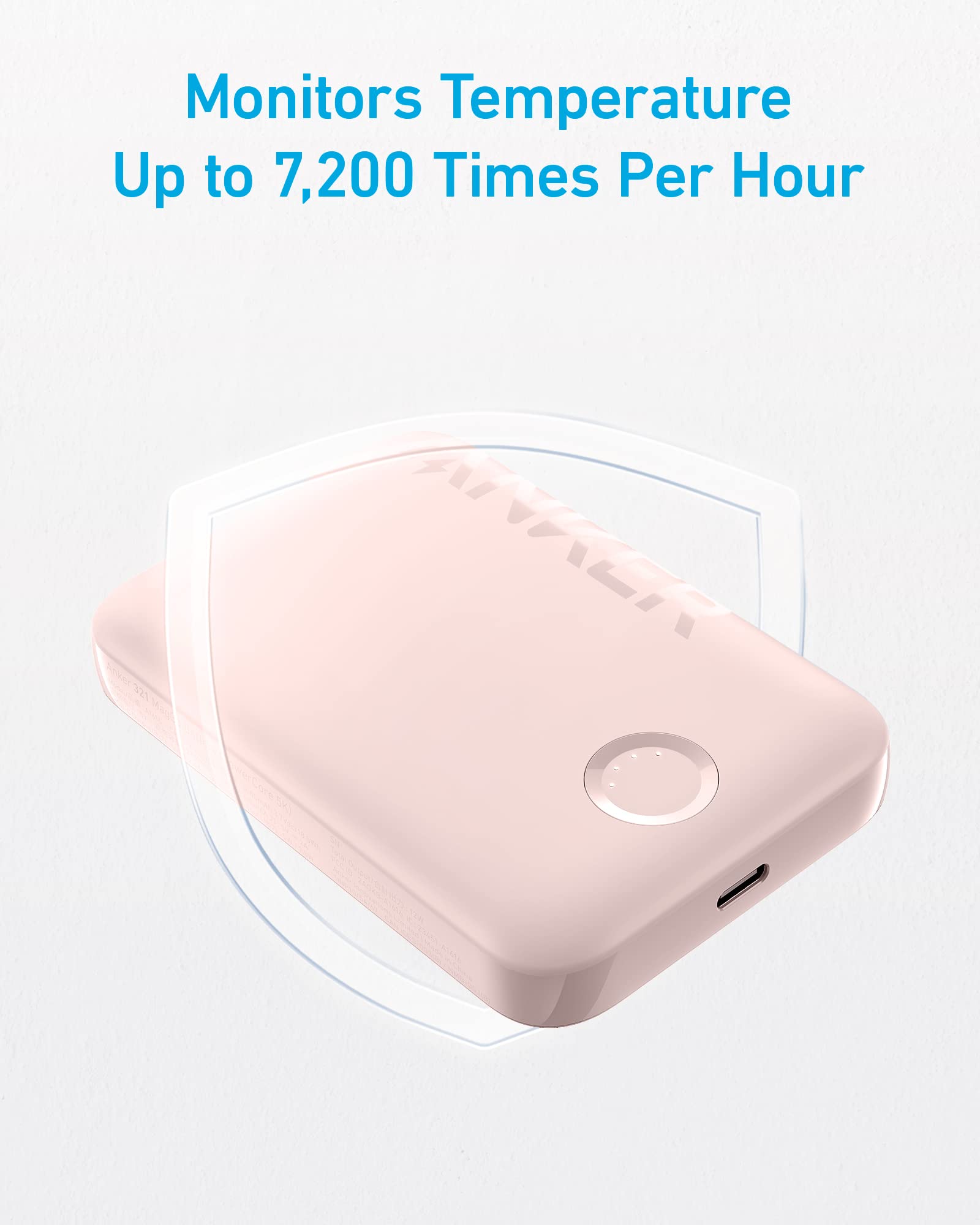 Anker 321 MagGo Battery (PowerCore Magnetic 5K), 5,000mAh Magnetic Wireless Portable Charger, Compatible with iPhone 15/15 Plus/15 Pro/15 Pro Max, iPhone 14/13/12 Series (Pink)
