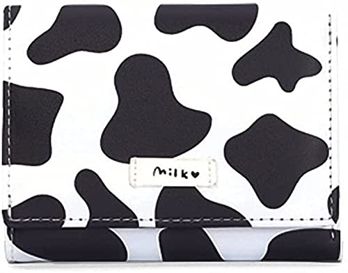 VALICLUD Cute Cow Pattern PU Wallet Women Bifold Card Holder Purse Fashion Cow Print Money Organizer Girls Ladies