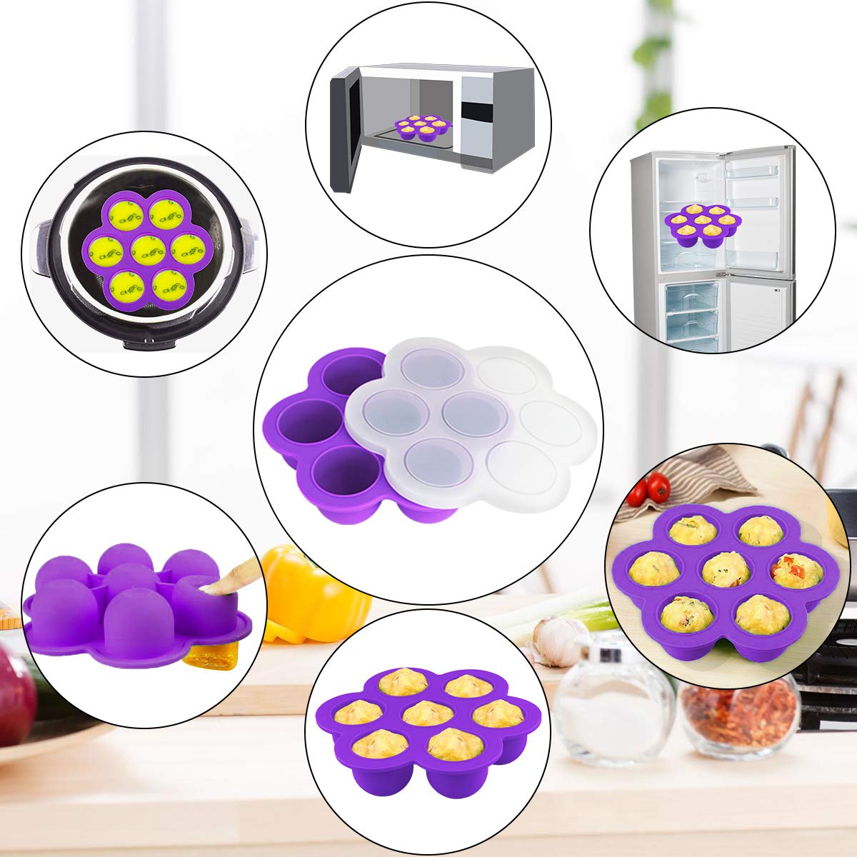 Aiduy 23 Pieces Accessories for Instant Pot 6,8 Qt, Pressure Cooker Accessories Set - 2 Steamer Baskets, Springform Pan, Stackable Egg Steamer Rack, Egg Bites Mold, 60 Pcs Parchment Paper