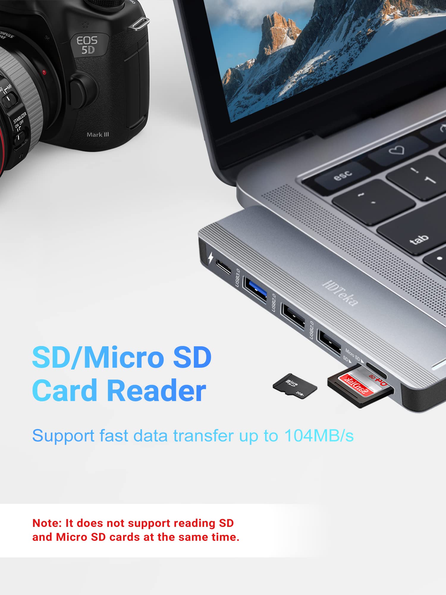 avedio links USB C Hub, 7-in-2 USB C Adapter with Multi- Function USB C Thunderbolt 3 Port,100W PD, 1*USB 3.0,2*USB 2.0,4K 60Hz HDMI Port, SD/Micro SD Reader, use for MacBook Pro/Air
