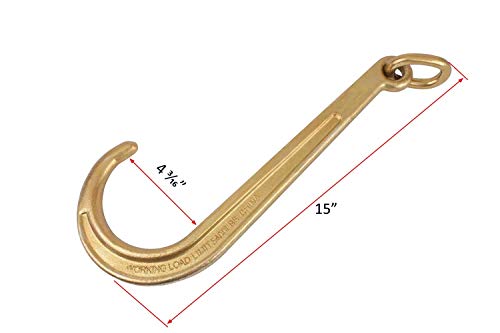 Mytee Products 5/16" x 6' Long Shank J Hook Tow Chain with RTJ Cluster & Grab Hook, 4700 lbs WLL - Heavy Duty Grade 70 Transport Tow Chain J Hook