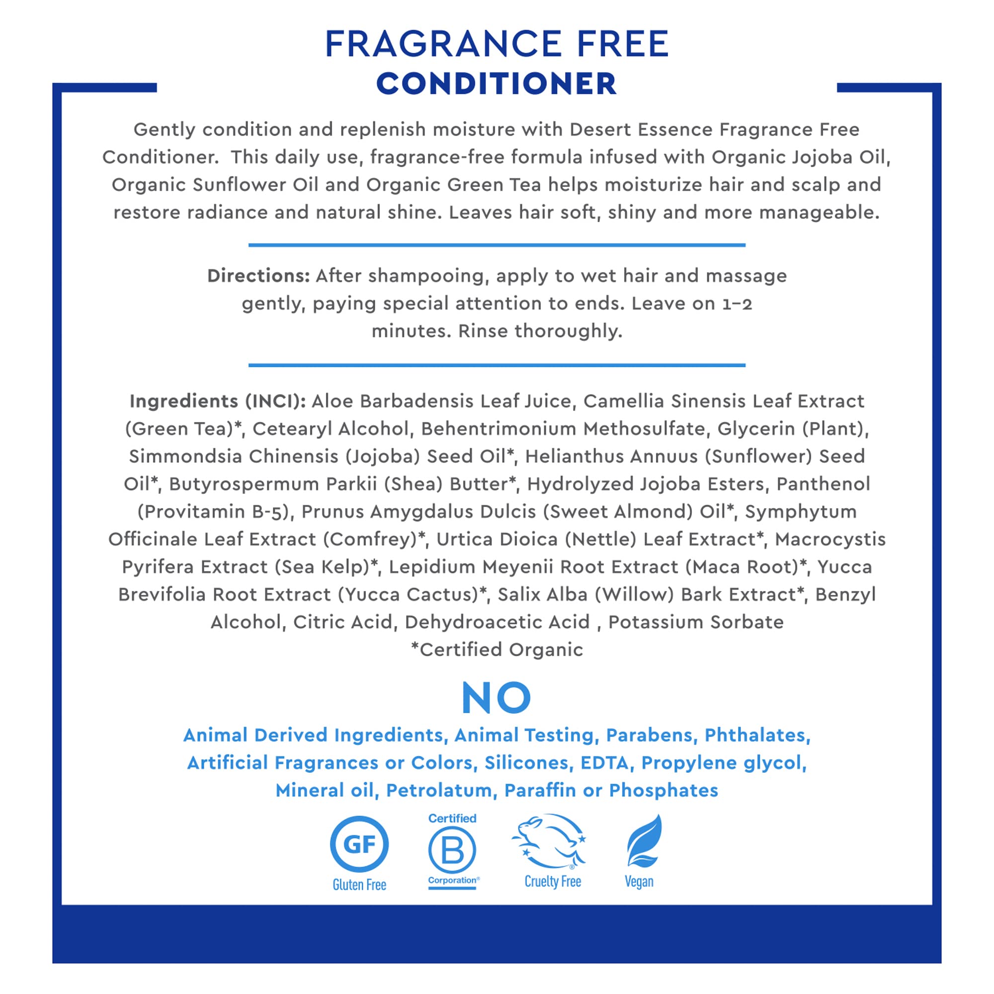 Desert Essence Conditioner, Fragrance-Free, Pack of 4