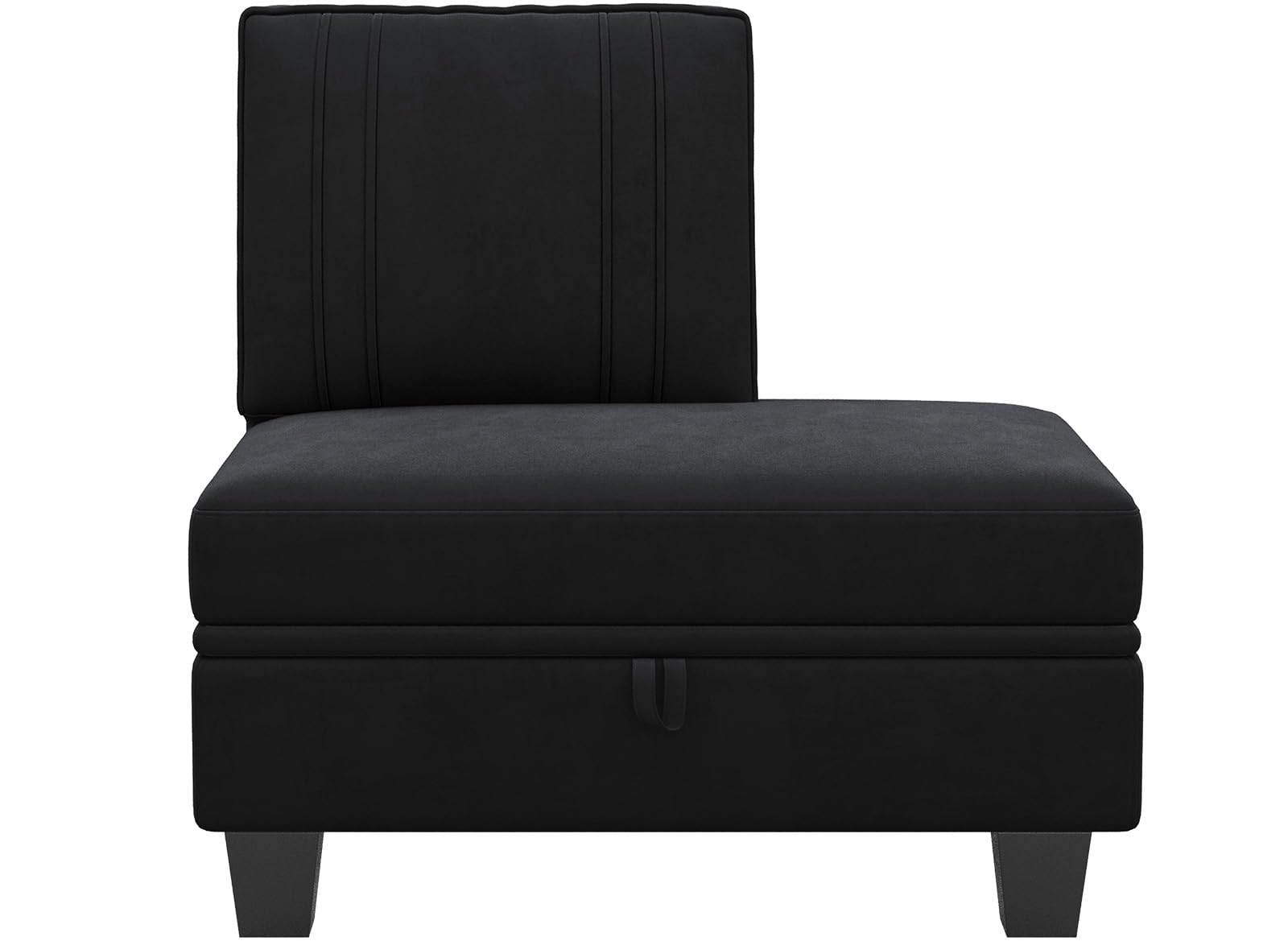 Belffin Velvet Convertible Storage Chaise Ottoman with Back Side for Velvet Sectional Sofa Black
