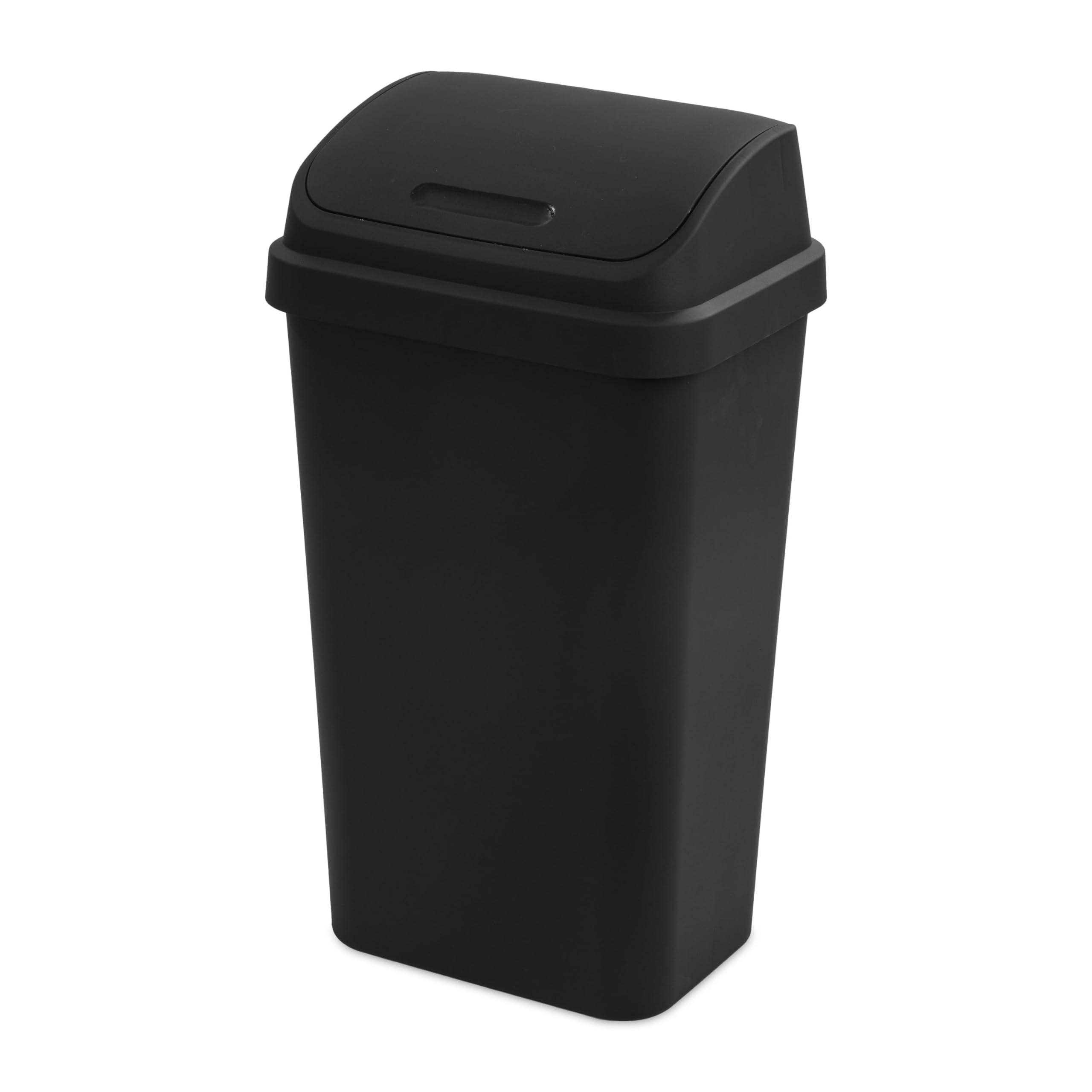 BMHSN 13 Gallon Trash Can, Plastic Swing Top Kitchen Trash Can (Black)