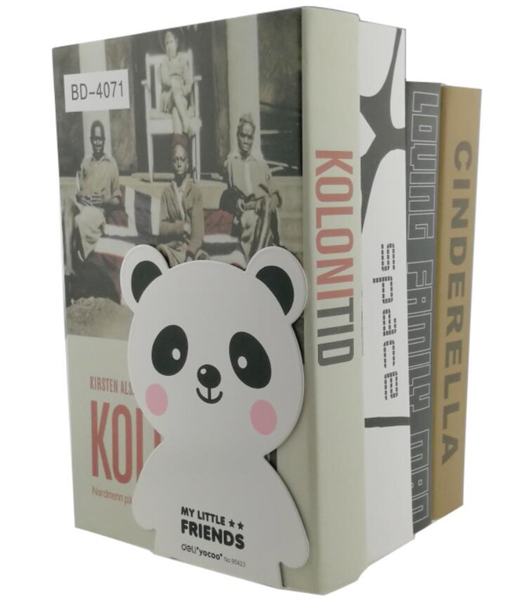 Winterworm Cartoon Cute Lovely Panda Bear Pattern Nonskid Heavy Metal Office Desk Bookends for Kids Children (White)