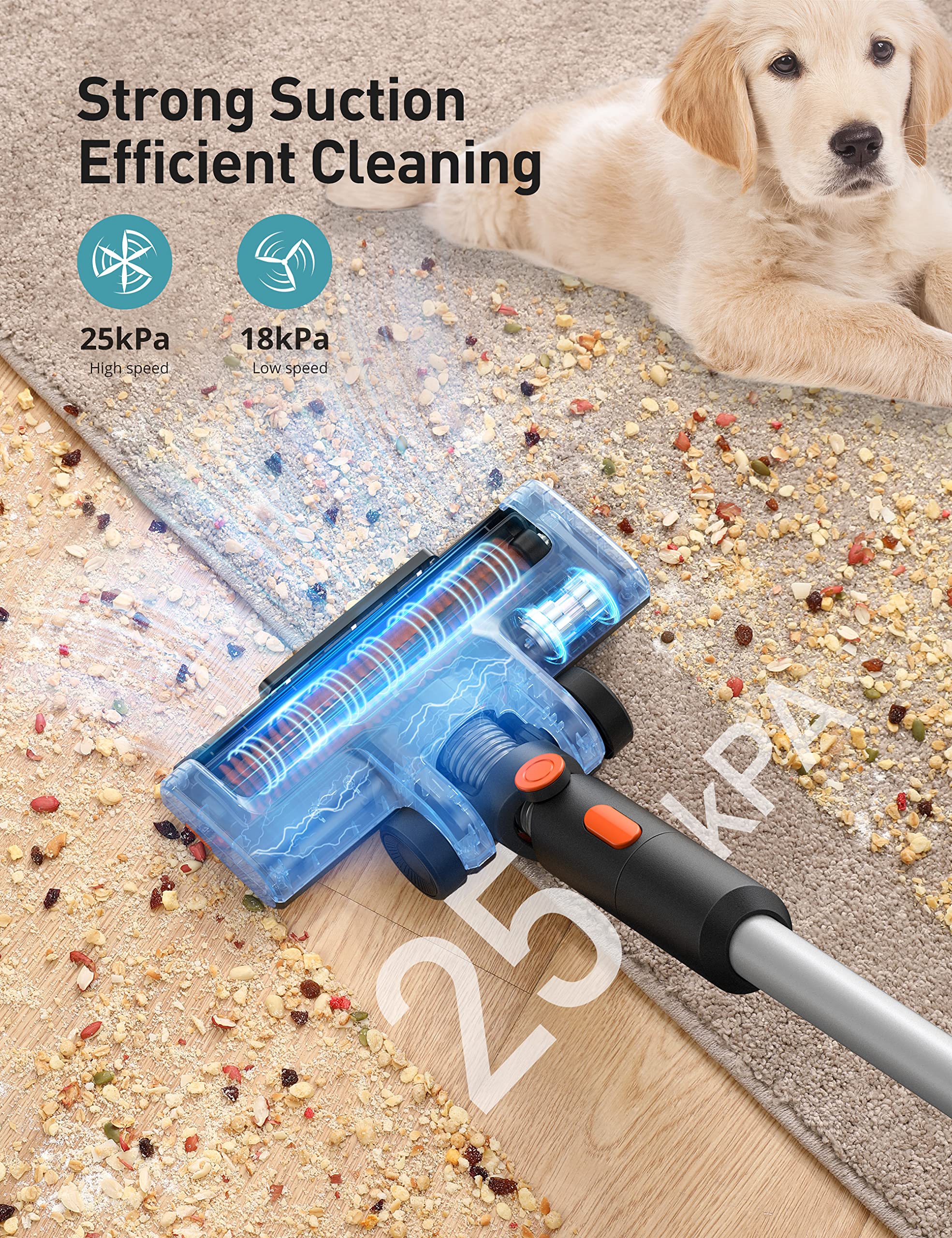 Aspiron Cordless Vacuum Cleaner Stick Vacuums & Electric Brooms, 1, Orange