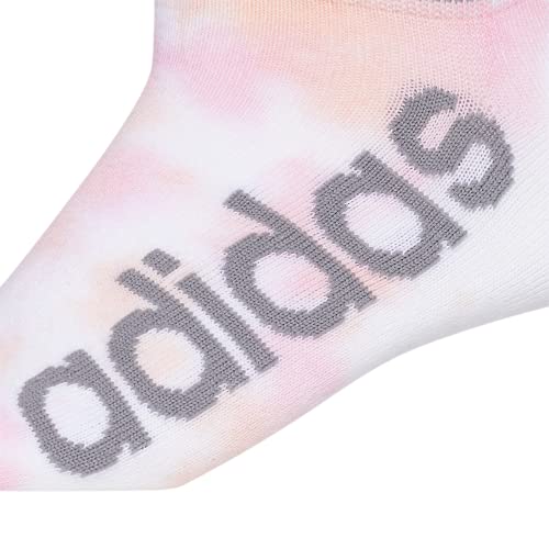 adidas Womens Superlite Linear (6-pair) No Show Sock, Vapour Pink/Ambient Sky Blue/Grey, Medium US