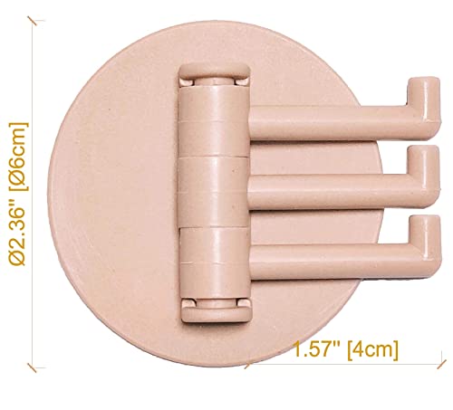 Fineget Wall Hooks for Hanging Adhesive Bathroom Kitchen Hooks Desk 3 Rotatable Arms Round Sticky Hooks Pnk 2 Pairs