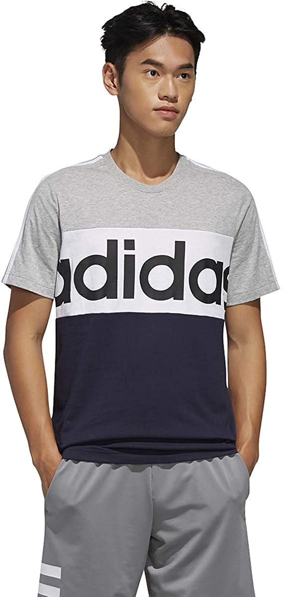 adidas Men’s Essential Colorblock Tee, Medium Grey Heather/Legend Ink/White, Medium