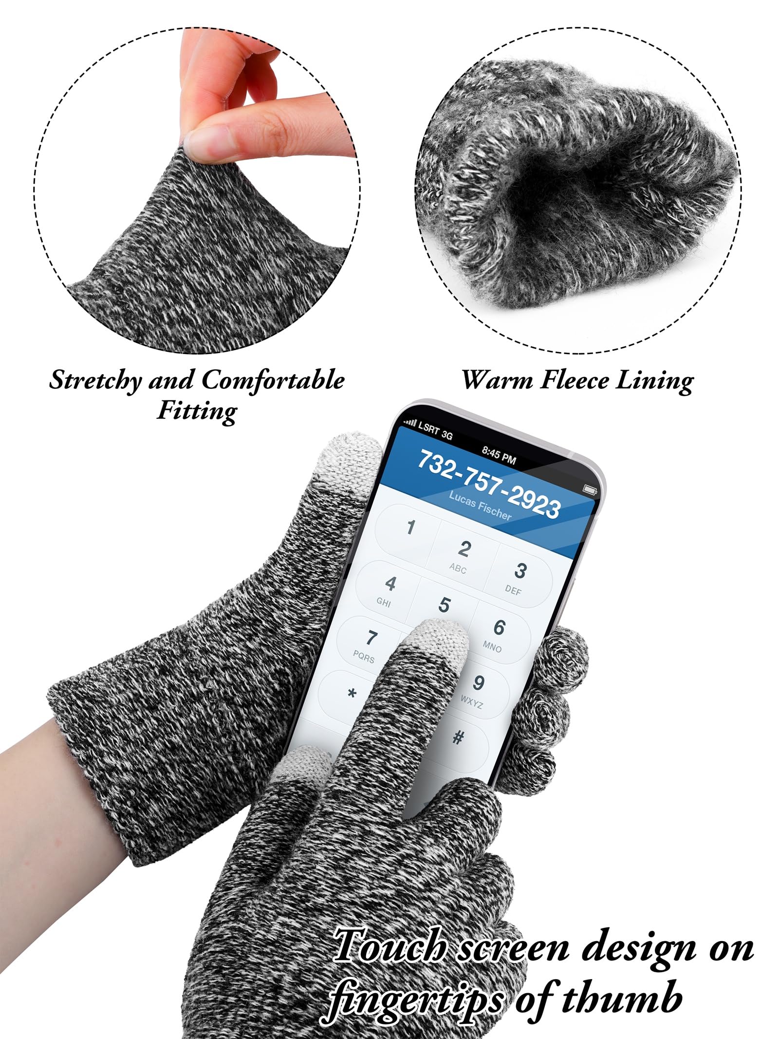 Aneco Winter Warm Sets Buffalo Plaid Scarf Knitted Beanie Hat Gloves Earloop Warm Cover for Men and Women