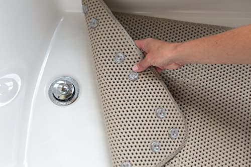 Clorox by Duck Brand Cushioned Foam Bathtub Mat, Non Slip Bath Mat with Suction Cups For Comfort and Safety, 17" x 36", Taupe