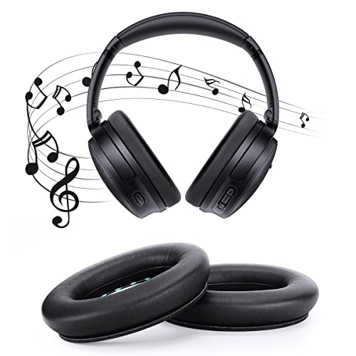 ELZO Replacement Ear Pads Cushions, Earpads for Bose QuietComfort 45 (QC45) Headphones, Premium Softer Leather, High-Density Noise Cancelling Foam, Added Thickness - Black
