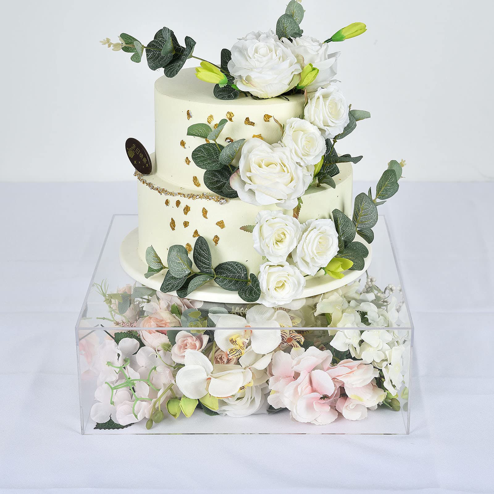 Balsa Circle 14-Inch Clear Acrylic Display Box Cake Stand Centerpiece Pedestal Riser Party Wedding Decorations Supplies