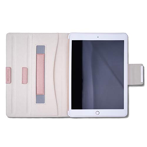 Thankscase Case Compatible for iPad Air 10.5" (3rd Gen) / iPad Pro 10.5, Rotating Case Cover with Pencil Holder, Swivel Case Bulit-in Wallet Pocket, Hand Strap for iPad Air 3 2019 (Rose Gold)