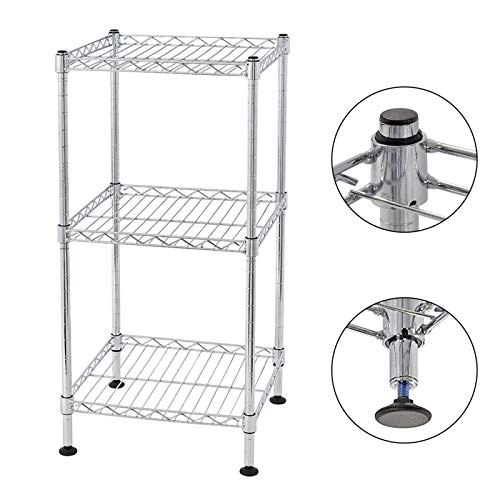 QXDRAGON 3-Tier Steel Wire Shelving Tower,Wire Shelving Metal Storage Rack Adjustable Shelves for Bathroom and Kitchen, Adjustable Shelving, NSF Wire Shelving