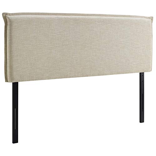 Modway Camille Linen Fabric Upholstered Queen Headboard in Beige with French Piping