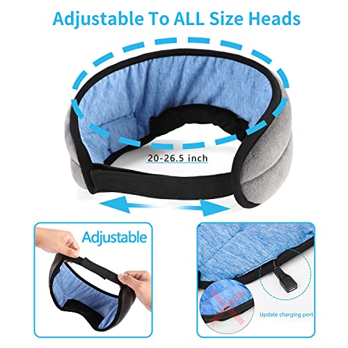 Wireless Sleep Mask,SKEYEOL Sleep Headphones,Adjustable&Washable Music Travel Sleeping Headset with Built-in Speakers Microphone Hands-Free for Air Travel,Siesta and Sleeping