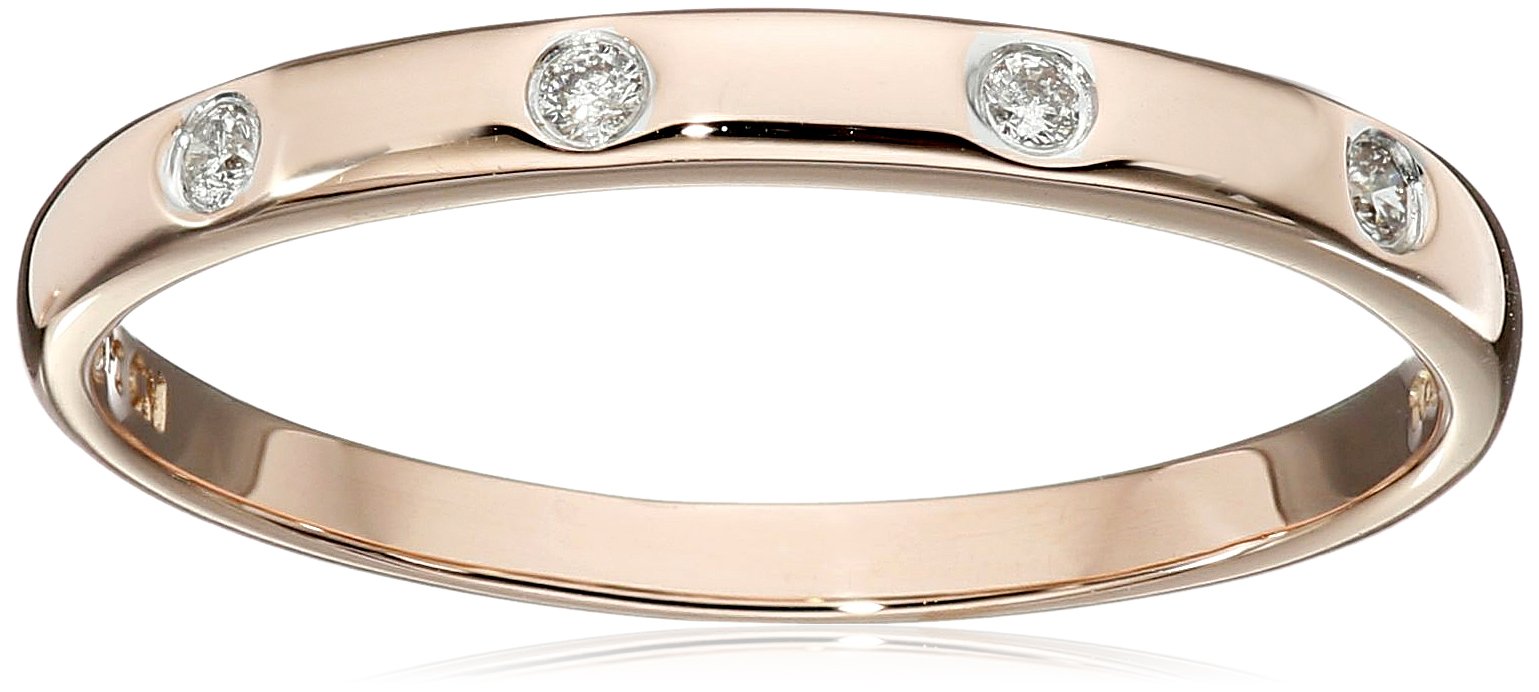 Amazon Essentials 10k Rose Gold Diamond Accent Band, Size 9, (previously Amazon Collection)