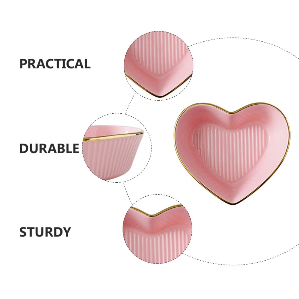 Angoily Porcelain Heart- shaped Bowls Deep Heart Plates Salad Bowl Fruit Bowl for Desserts Pasta Dinner Pink