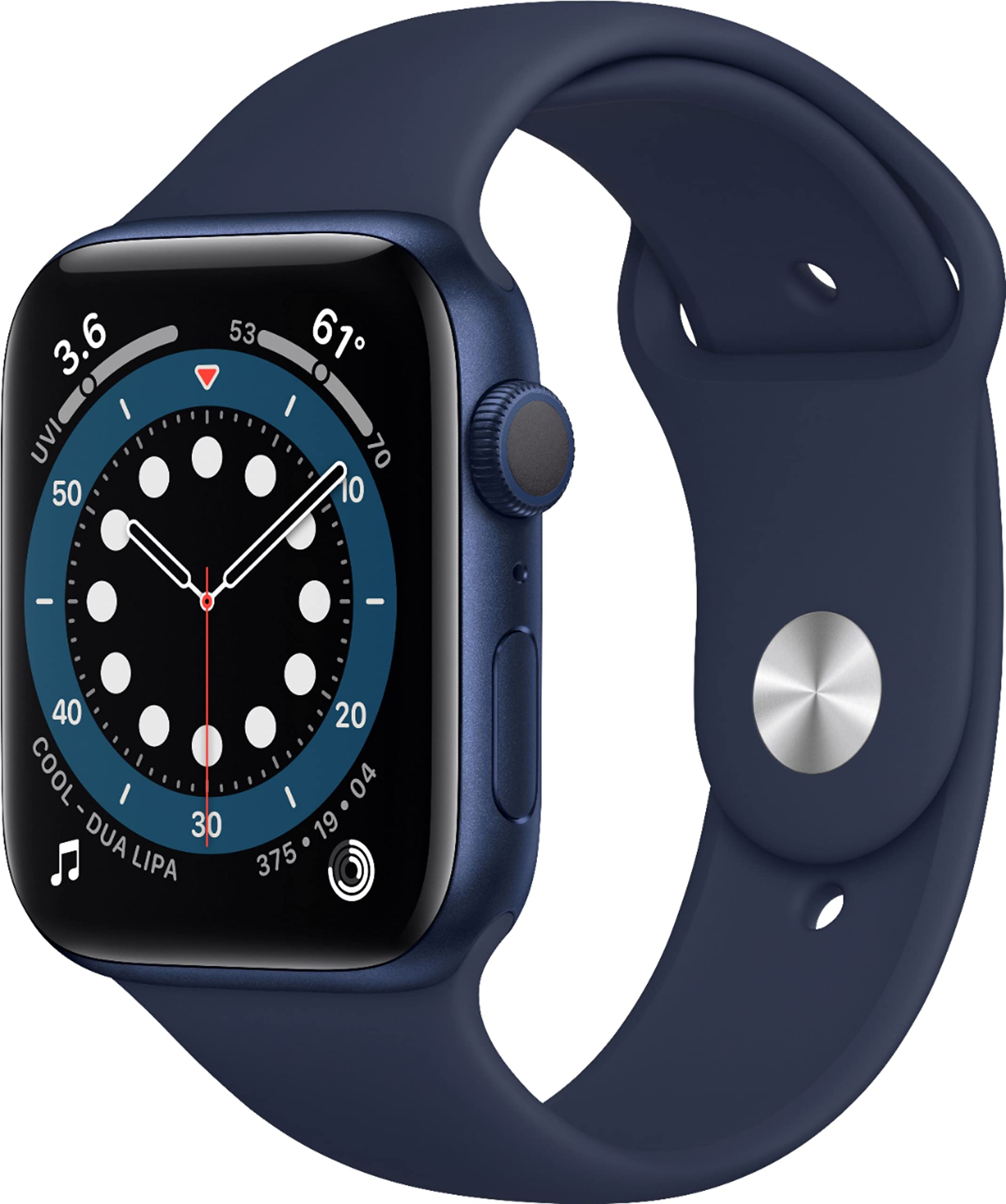 Apple Watch Series 6 (GPS, 44mm) - Blue Aluminum Case with Deep Navy Sport Band (Renewed Premium)