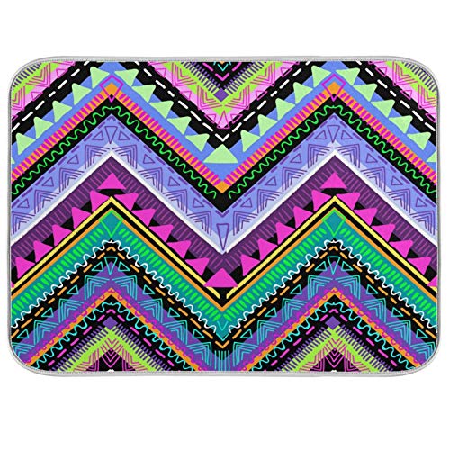 Christmas Ethnic Texture Dish Drying Mat 16"x18" Absorbent Machine Washable Hanging Fast Dry Pad Dish Protective Mat for Kitchen Countertop Heat Resistant Dinner Table Mat