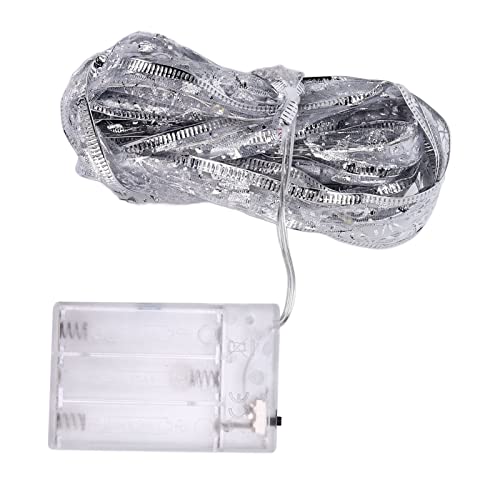 Christmas Ribbon String Lights 13.12FT 50 LED Christmas Tree Decorations Fairy Lights Battery Powered LED Strip Lights Indoor Outdoor Xmas Home Weddings New Year Party Décor (Warm White )