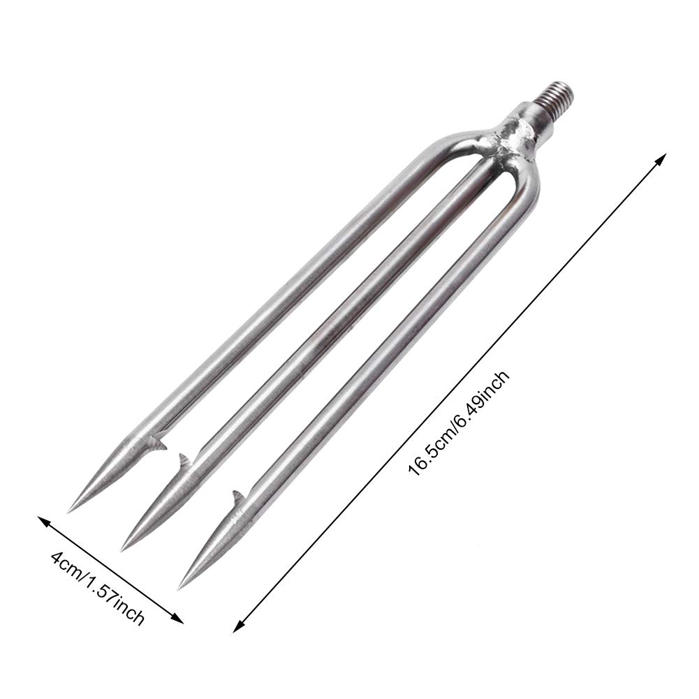 Astibym 3 Prongs Harpoon, Stainless Steel Gig Gaff Tackle Hook Barb Fish Spear for Outdoor Fishing (2 pcs)