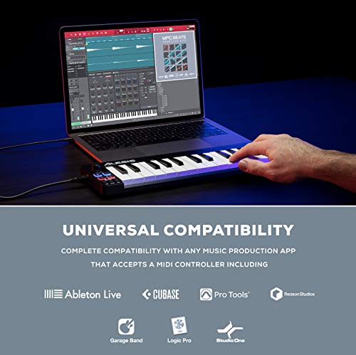 Alesis Qmini - Portable 32 Key USB MIDI Keyboard Controller with Velocity Sensitive Synth Action Keys and Music Production Software Included