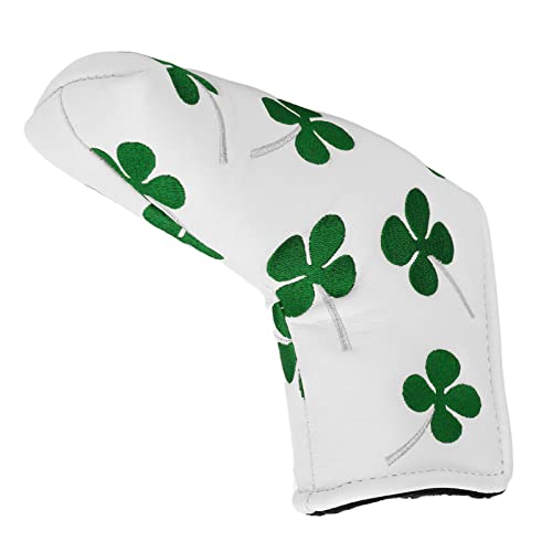Astibym Golf Putter Headcover, Golf Putter Cover Soft Plush Lining Thick Plush Lining Embroidery Craftsmanship for Indoor(White)