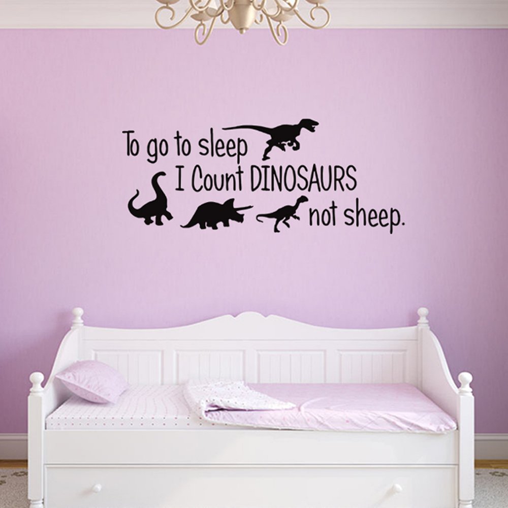 to Go to Sleep I Count Dinosaurs Not Sheep Vinyl Wall Decals Kids Room Bedroom Nursery Cartoon Wall Art Home Decor Stickers