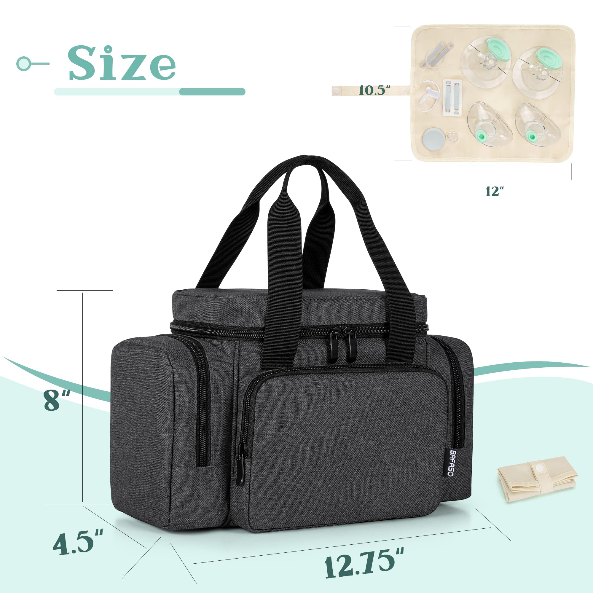 BAFASO Insulated Wearable Breast Pump Bag (with a Waterproof Pad) Compatible with Momcozy S12 Pro, Momcozy M5 and Elvie, Wearable Breast Pump Carrying Case, Black