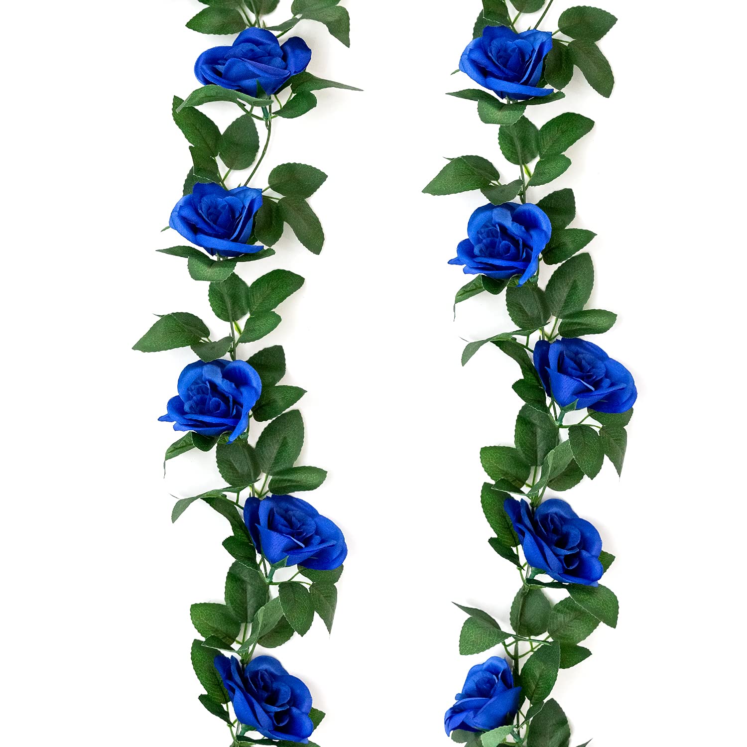 Yebazy 4PCS(30FT) Artificial Rose Vine Fake Rose Garland Artificial Flowers for Hotel Wedding Home Party Garden Decor(Royal Blue)